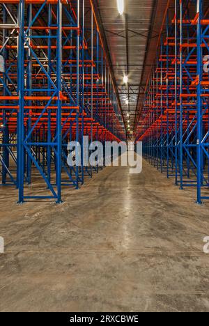 Interior of a large new commercial cold-storage (industrial ...