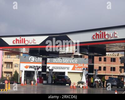 Cairo, Egypt, September 18 2023: Chillout gas and oil station, a petrol ...