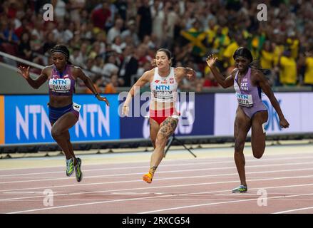 Tamari Davis of the USA competing in the 100m semi-finals at the World ...