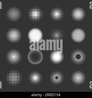 Pop art shadows. Geometric stylized dots textures for comic halftones ...