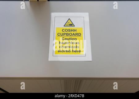 A warning notice for a COSHH Cupboard in a UK office (Control of ...