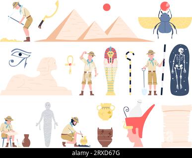 Archaeologist tools. Archeologist with archaeological artifacts and ...