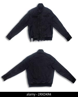 Blank template realistic coach jacket with ziper front and back ...