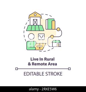 2D live in rural and remote area linear icon concept Stock Vector Image ...