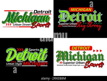 Set Detroit urban style typeface collection, typography for t-shirt ...