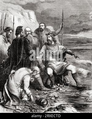 King Canute reproving his courtiers for believing he had power over the ...