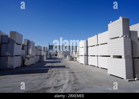 Calcium silicate partition boards stacked in factories, a new type of ...