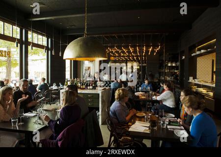 Redd Wood restaurant, interior of dining room Stock Photo - Alamy
