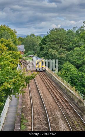 A train at Wetheral Railway Station, Wetheral, near Carlisle, Cumbria ...