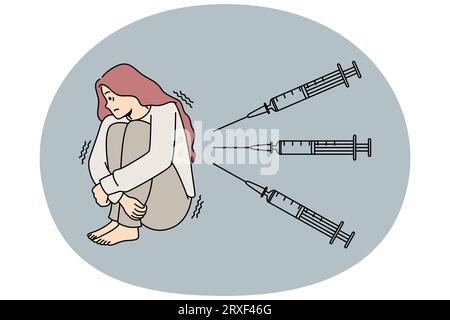 Stressed woman scared of injections Stock Vector Image & Art - Alamy
