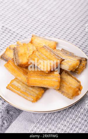 pan Fried beltfish (largehead hairtail), daiyu, Chinese food close up ...