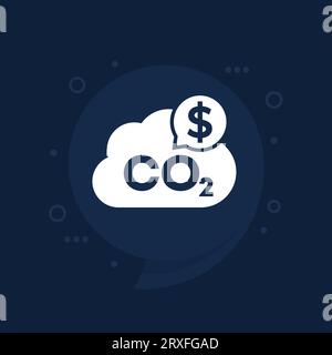 carbon emissions cost icon, co2 gas price, vector Stock Vector Image ...