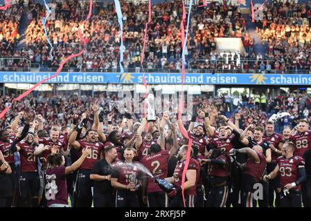 Rhein Fire Siegesfeier, ELF, Championship Game 2023, Rhein Fire gegen Stuttgart Surge am 24 ...