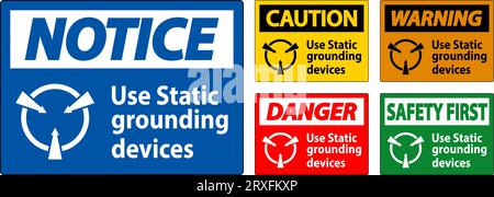 Warning Sign Use Static Grounding Devices Stock Vector Image & Art - Alamy