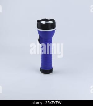 Blue flashlight isolated on white background Stock Photo - Alamy