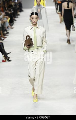 Model Sora Choi walks on the runway during the YSL Fashion Show during ...