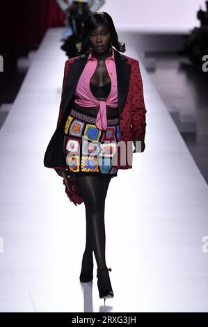 Model Ajok Daing walks on the runway at the Casablanca fashion show ...