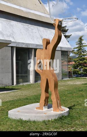 Laminated timber mannequin of Le Corbusier’s Modular Man, support for ...