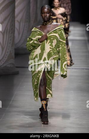 Model Ajok Daing walks on the runway at the Casablanca fashion show ...