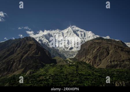 A scenic view of Rakaposhi glacier and peak in Minapin, Karakoram ...