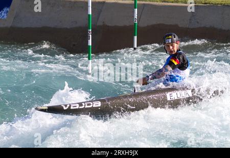 Elena Lilik of Germany competes in the women's C1 at the ICF Canoe ...