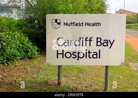 Signage for Nuffield Health, Cardiff Bay hospital. Taken September 2023 ...