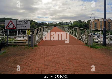 Bont y Werin pedestrian and cyclists bridge across the Ely river near ...