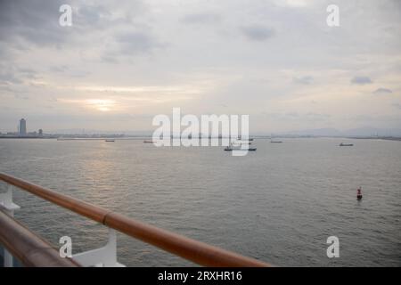 Arriving early morning, Osaka Japan aboard Diamond Princess cruise ship ...