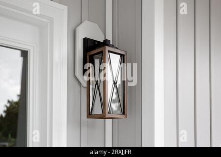 Southern Rustic Farmhouse Front Porch Light Sconce Next To Front Door ...