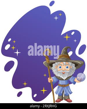 Wizard Cartoon Character with Black Space For Text illustration Stock ...