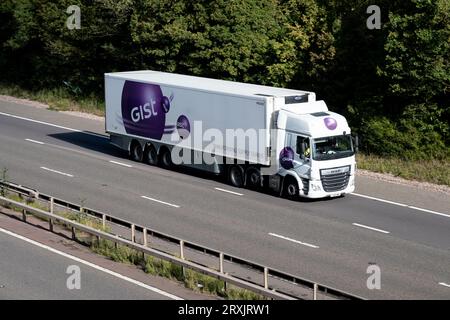 Gist lorry on the M40 motorway, Warwickshire, UK Stock Photo - Alamy