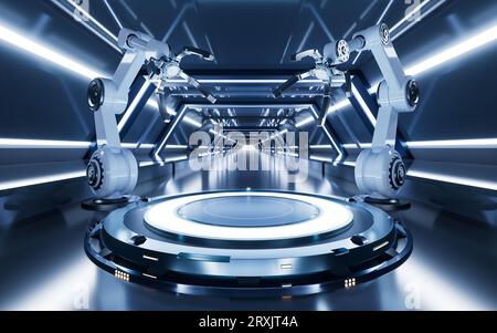 Mechanical arm with intelligent manufacturing concept, 3d rendering ...