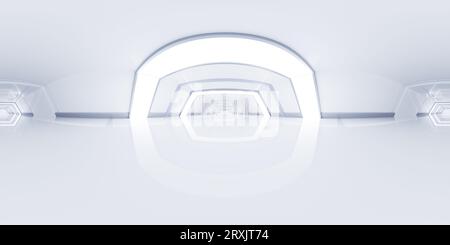 360 degree panorama of a white, empty room with a single door vr environment map Stock Photo - Alamy