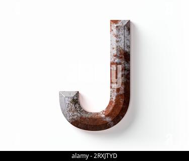 Letters made of rusty metal. 3d illustration of rust iron alphabet ...