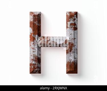 Rusty metal font Letter N 3D render illustration isolated on white ...