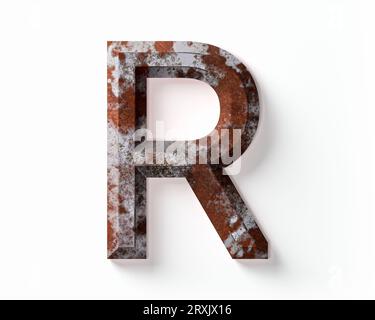 Letters made of rusty metal. 3d illustration of rust iron alphabet ...