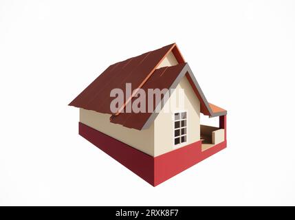 3d rendering model of a simple rural house suitable for illustration ...