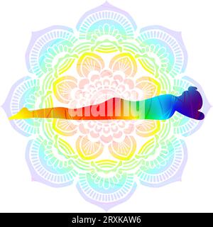 Colorful silhouette yoga posture. Reverse Corpse pose. Advasana ...