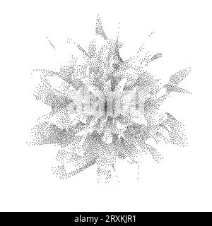 Black dotted rose flower form. Textured plant petal element for leaflet ...