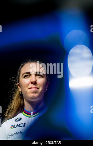 Dutch Shirin van Anrooij pictured on the podium after the women's elite ...