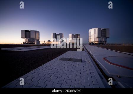 The Very Large Telescope platform during sunset at Paranal Observatory ...