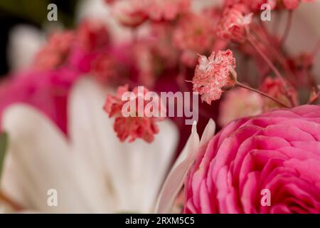 using different types of flowers to create a small bouquet for a ...