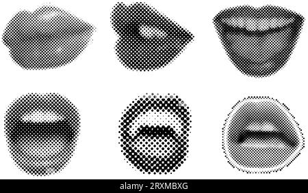 Halftone lips set. Collage mouth for banner, graphic design, poster ...