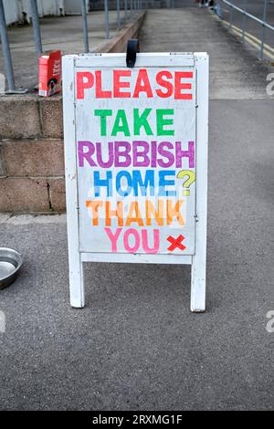 Warning Sign Take Your Trash Home At The Frankendaelpark Park At ...