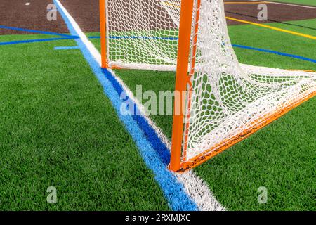 Photo of a lacrosse goal on a empty green synthetic turf field Stock ...