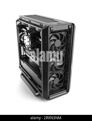 Modern black computer system unit isolated on white Stock Photo - Alamy