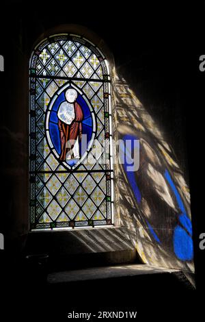 Stained Glass Window reflections at Hawley Church Stock Photo - Alamy