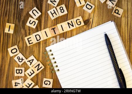 Editing flat lay scattered letters Stock Photo - Alamy