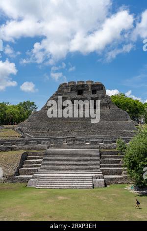 El Castillo, Structure 6, with the stairway of Structure 32 in front in ...