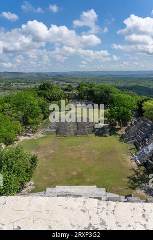 El Castillo, Structure 6, with the stairway of Structure 32 in front in ...